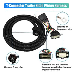 X AUTOHAUX 7 Pin Trailer Wiring Connector Harness Extension for Ford F-150 2015-2021 T-Connector Trailer Hitch Wiring Harness Vehicle-Side Truck Bed 7 Way RV Wiring Plug Harness Extension