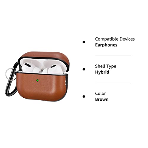 V-MORO Compatible with Airpods Pro 2nd Generation Case Genuine Leather Case Cover[Front LED Visible] iPods Pro 2 Earbuds Charging case Protective Cover Skin Brown Men