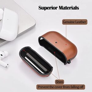 V-MORO Compatible with Airpods Pro 2nd Generation Case Genuine Leather Case Cover[Front LED Visible] iPods Pro 2 Earbuds Charging case Protective Cover Skin Brown Men