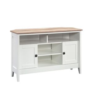 sauder august hill corner tv stand, soft white finish