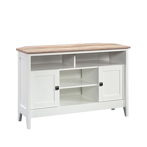 Sauder August Hill Corner TV Stand, Soft White Finish