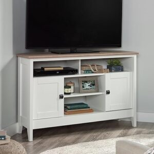 Sauder August Hill Corner TV Stand, Soft White Finish