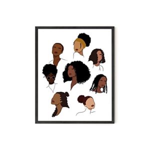 haus and hues black girl wall art & hair posters for women - black women art & african american posters, black woman & african art pictures women of color black hairstyle collage (unframed 16x20)