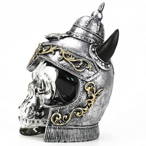 Skull with Viking Helmet Liquor Decanters Whiskey Vodka Crystal Skull Head Decanter Set 450ml (15oz) (Viking)