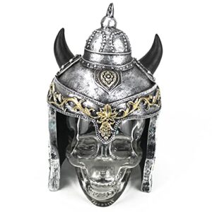 Skull with Viking Helmet Liquor Decanters Whiskey Vodka Crystal Skull Head Decanter Set 450ml (15oz) (Viking)