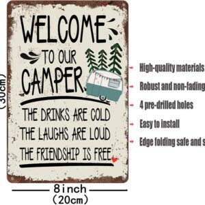 Camper Decor Camping Accessories For Campers Rv Decorations For Inside Sign Metal Tin Signs Funny Campsite Rules Travel Trailer Wall Decor Personalized Welcome Gifts