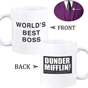 World's Best Boss Mug, The Office Mug Dunder Mifflin 11 oz Ceramic Mug Funny Unique Idea Cup Gift for Office Male Female Bosses Coworkers