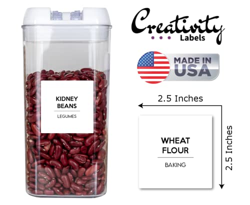 144 Pantry Labels for Food Storage Containers, Waterproof Printed on Vinyl Labels, Household Stickers + Numbers, Minimalist Kitchen, Water Resistant, Organization for Jars and Canisters