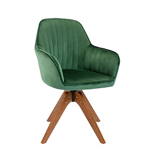 Porthos Home Oana Dining Chair, 360-degree Swivel Seat Upholstered in Soft, Luxurious Velvet Upholstery, Sturdy Beech Wood Legs, Bucket Chair Style with High Armrests