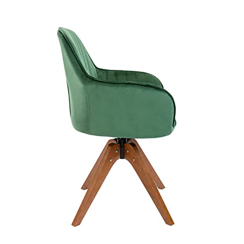 Porthos Home Oana Dining Chair, 360-degree Swivel Seat Upholstered in Soft, Luxurious Velvet Upholstery, Sturdy Beech Wood Legs, Bucket Chair Style with High Armrests