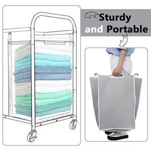 Bonuci Laundry Sorter Replacement Bags Hamper Cart Removable Replacement Bags Laundry Storage Organizer Bag Laundry Hamper Liner, No Hooks 14.76 x 8.66 x 21.65 Inch (Gray, 3 Pcs)