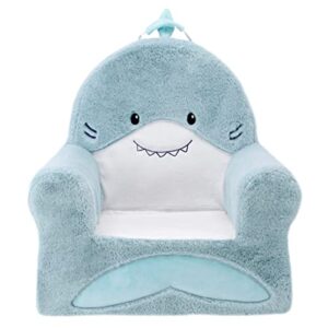 soft landing sweet seats, premium and comfy toddler lounge chair with carrying handle & side pockets, light grey shark