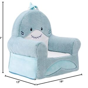 Soft Landing Sweet Seats, Premium and Comfy Toddler Lounge Chair with Carrying Handle & Side Pockets, Light Grey Shark