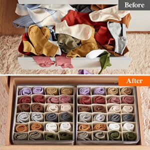 Lifewit 6 PCS Drawer Underwear Organizers, Bundle with 2 Pack Sock Organizers, Beige