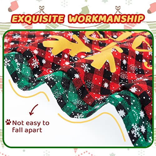 PAWNISAW Dog Christmas Bandanas - Cute Snowflake Bronzing Plaid Dog Holiday Bandanas Triangle Bibs Dog Kerchief Set Scarfs for Girl Boy Small Medium Large Dogs