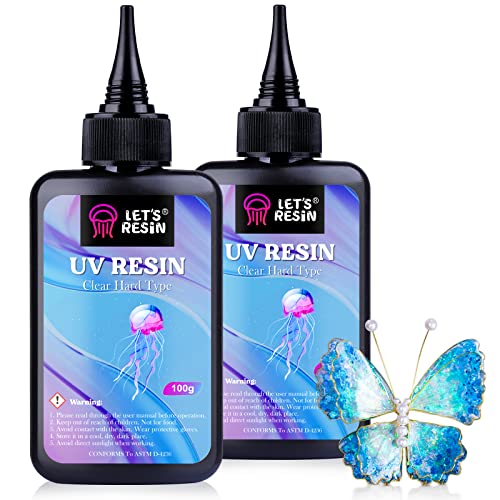 LET'S RESIN UV Resin,200g Low Viscosity Crystal Clear Ultraviolet Thin Epoxy Resin, Quick-Curing&Low Shrinkage UV Resin Kit for Crafts, Jewelry Making, Casting