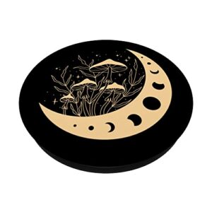 Minimalist Line Art Celestial Mushroom Moon Phases Aesthetic PopSockets Swappable PopGrip