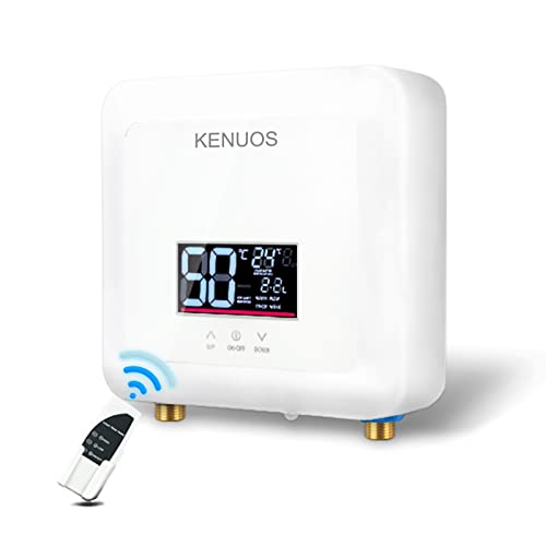 KENUOS 7500W 220V/240V Electric Tankless, Constant Temperature Instant Hot Water Heater with Remote Control Digital Display On Demand Hot Water Heater for Home Kitchen Indoor