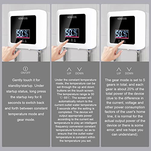 KENUOS 7500W 220V/240V Electric Tankless, Constant Temperature Instant Hot Water Heater with Remote Control Digital Display On Demand Hot Water Heater for Home Kitchen Indoor