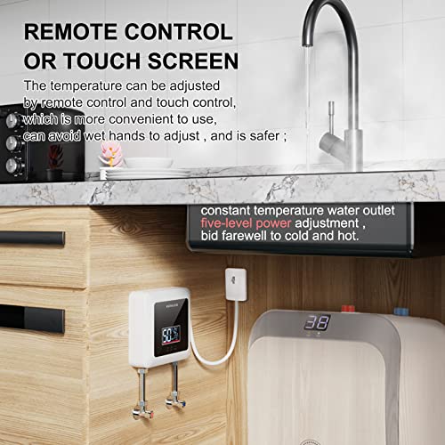 KENUOS 7500W 220V/240V Electric Tankless, Constant Temperature Instant Hot Water Heater with Remote Control Digital Display On Demand Hot Water Heater for Home Kitchen Indoor