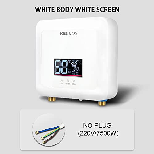 KENUOS 7500W 220V/240V Electric Tankless, Constant Temperature Instant Hot Water Heater with Remote Control Digital Display On Demand Hot Water Heater for Home Kitchen Indoor