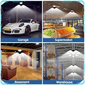 ISKYDRAW LED Garage Light - 2 Pack 200W Garage Light with 7+1 Deformable Panels and 20000LM LED Garage Ceiling Lights, Compatible with E26/E27 Base for Garage, Warehouse, Shop, Basement, Storage Room