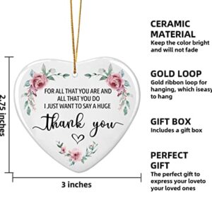 NTKIO Thank You for All That You Do Ceramic Ornament Keepsake Sign, Heart Hanging Plaque Appreciation Thank You Gifts for Mom, Teacher, Boss, Coworker, Friends, Coach