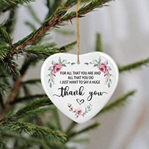 NTKIO Thank You for All That You Do Ceramic Ornament Keepsake Sign, Heart Hanging Plaque Appreciation Thank You Gifts for Mom, Teacher, Boss, Coworker, Friends, Coach