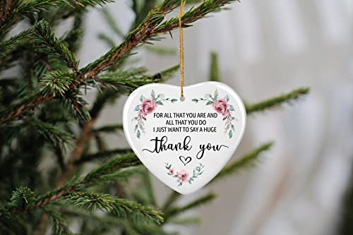 NTKIO Thank You for All That You Do Ceramic Ornament Keepsake Sign, Heart Hanging Plaque Appreciation Thank You Gifts for Mom, Teacher, Boss, Coworker, Friends, Coach