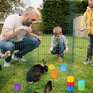 9 Pack Stack up Bunny Cups and Treat Ball for Bunny Toys Rabbit Food Dispenser Rabbit Stacking Cups Snack Ball Rabbit Toys Snack Cups Rainbow Colors Plastic Nesting Toys for Small Animals Rabbits