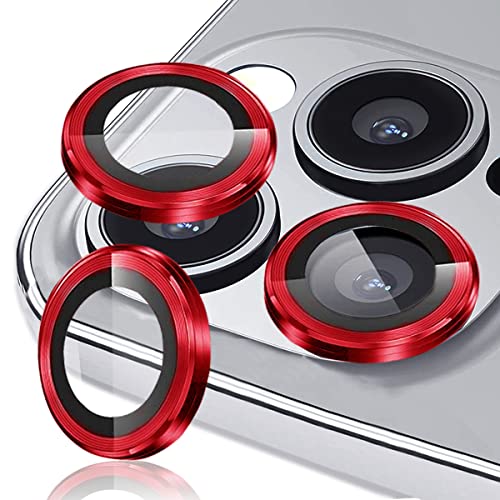 TIUYAO Camera Lens Protector for iPhone 14 Pro 6.1"& iPhone 14 Pro Max 6.7", Tempered Glass Camera Lens Protector Aluminum Alloy Lens Ring Cover Fit for iPhone 14 Pro/iPhone 14 Pro Max(Red)