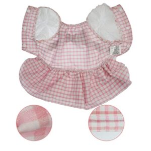 Toysructin Pet Dress Girl with Bow, Sweet Plaid Dog Princess Dresses Comfy Lace Sleeves Dogs Clothes for Spring Summer Autumn, Cute Cat Dog Skirt Thin Puppy Skirts Apparel for Small Medium Large Pets