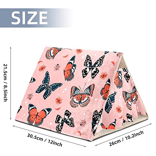 enheng Small Pet Hideout Sweet Butterflies Flying Lady Bug Pattern Hamster House Guinea Pig Playhouse for Dwarf Rabbits Hedgehogs Chinchillas