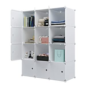 maginels large cube storage -14"x18" depth cube (12 cubes) organizer shelves clothes dresser closet storage organizer cabinet shelving bookshelf toy organizer, white