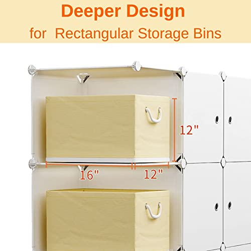 MAGINELS Large Cube Storage -14"x18" Depth Cube (12 Cubes) Organizer Shelves Clothes Dresser Closet Storage Organizer Cabinet Shelving Bookshelf Toy Organizer, White