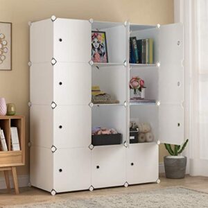 MAGINELS Large Cube Storage -14"x18" Depth Cube (12 Cubes) Organizer Shelves Clothes Dresser Closet Storage Organizer Cabinet Shelving Bookshelf Toy Organizer, White