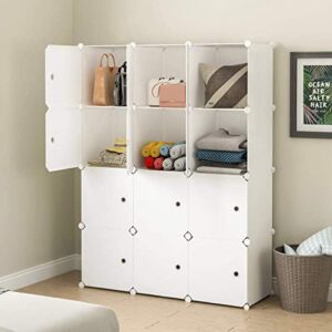 MAGINELS Large Cube Storage -14"x18" Depth Cube (12 Cubes) Organizer Shelves Clothes Dresser Closet Storage Organizer Cabinet Shelving Bookshelf Toy Organizer, White