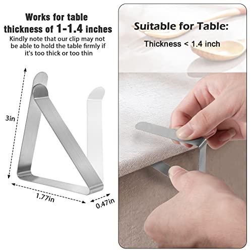 Tablecloth Clips, 12 Pack Stainless Steel Heavy Duty Picnic Table Cloth Clips, Outdoor Picnic Tables Cover Clamps Holders for Dining Restaurant Marquees Weddings Graduation Party,Thickness Below 1.4''