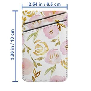 Diascia Pack of 2 - Cellphone Stick on Leather Cardholder ( Watercolor Rose Glitter Flower Pattern Pattern ) ID Credit Card Pouch Wallet Pocket Sleeve