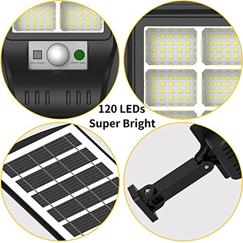 apyr aoma Solar Lights Outdoor Waterproof 120 LED Solar Motion Sensor Lights Outdoor, Dusk to Dawn for Garden, Path, Deck, Yard, Garage, Patio