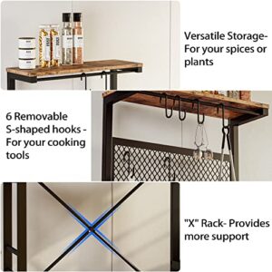 IRONCK Bakers Rack, Microwave Stand with Power Outlet, Industrial Coffee Bar with Wire Drawer for Kitchen, Living Room Easy Assembly and Save Space Vintage Brown