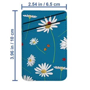 Pack of 2 - Cellphone Stick on Leather Cardholder ( Daisies Lady Bugs Pattern Pattern ) ID Credit Card Pouch Wallet Pocket Sleeve