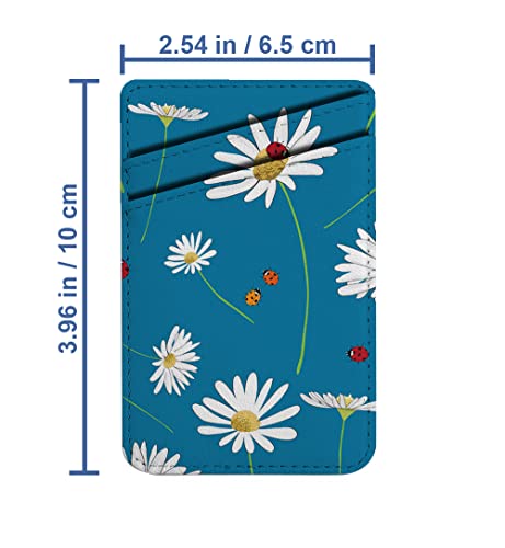 Pack of 2 - Cellphone Stick on Leather Cardholder ( Daisies Lady Bugs Pattern Pattern ) ID Credit Card Pouch Wallet Pocket Sleeve