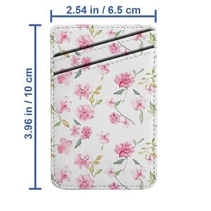 Diascia Pack of 2 - Cellphone Stick on Leather Cardholder ( Pink Rose Watercolor Pattern Pattern ) ID Credit Card Pouch Wallet Pocket Sleeve