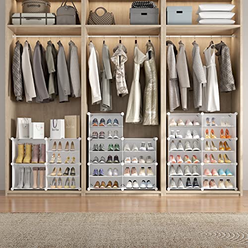 MAGINELS Shoe Rack, 7 Tier Shoe Storage 24 Pair Plastic Shoe Cabinet with Open Storage Shelves for Closet Hallway Bedroom Entryway White