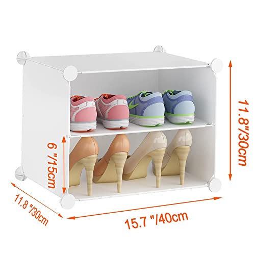 MAGINELS Shoe Rack, 7 Tier Shoe Storage 24 Pair Plastic Shoe Cabinet with Open Storage Shelves for Closet Hallway Bedroom Entryway White