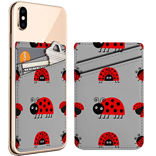 Diascia Pack of 2 - Cellphone Stick on Leather Cardholder ( Ladybug Ladybird Icon Set Baby Pattern Pattern ) ID Credit Card Pouch Wallet Pocket Sleeve