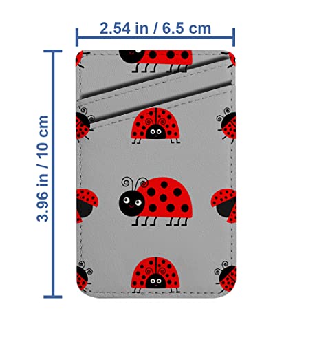 Diascia Pack of 2 - Cellphone Stick on Leather Cardholder ( Ladybug Ladybird Icon Set Baby Pattern Pattern ) ID Credit Card Pouch Wallet Pocket Sleeve