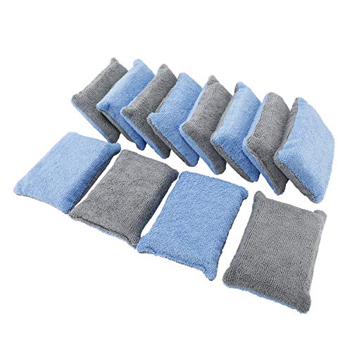 AuInLand Wax Applicator Sponge, Microfiber Applicator Pad, Foam Waxing Pads, 24 Packs, Blue & Grey