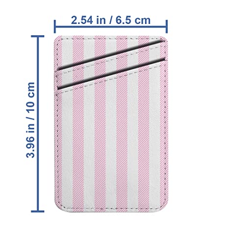 Diascia Pack of 2 - Cellphone Stick on Leather Cardholder ( Pink Baby Color Striped Fabric Pattern Pattern ) ID Credit Card Pouch Wallet Pocket Sleeve